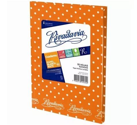 Cuaderno Rivadavia Tapa Dura 50 Hojas Rayado Naranja A Lunar En Venta