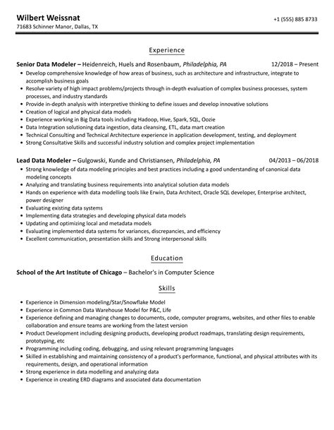 Data Modeler Resume Samples Velvet Jobs