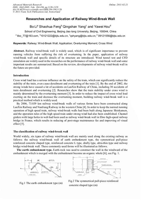 Researches And Application Of Railway Wind Break Wall Scientificnet
