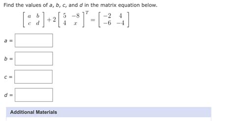 Solved Find The Values Of A B C And D In The Matrix Chegg