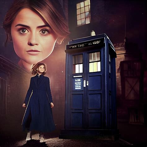 Jenna Coleman Dr Who And Tardis Digital Art By British Framed Pixels