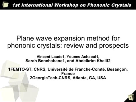 Pdf Plane Wave Expansion Method For Phononic Crystals Review And Prospects