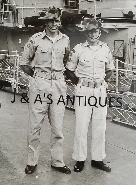Korean War Era Australian Army Officers By Ship Large Photo ~ Military