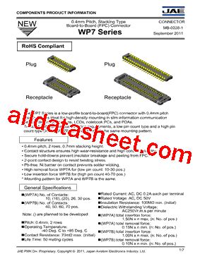 WP7 Datasheet PDF Japan Aviation Electronics Industry Ltd