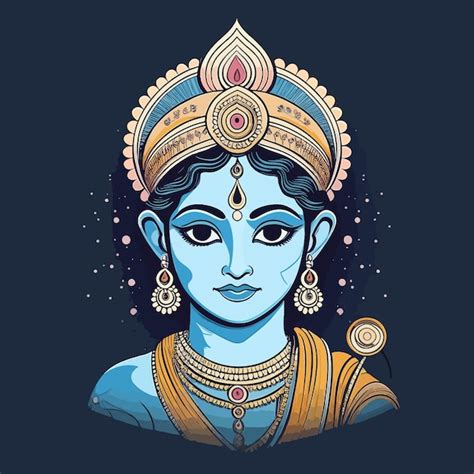 Premium Vector Krishna Indian God Vector Illustration