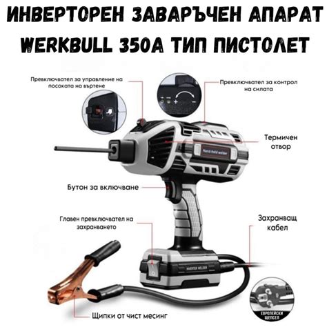 Инверторен заваръчен апарат Werkbull 350А тип пистолет