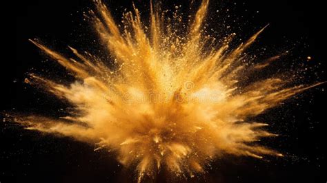 Dynamic Abstract Explosion Of Golden Powder Against A Dark Background Creating Vibrant Energy