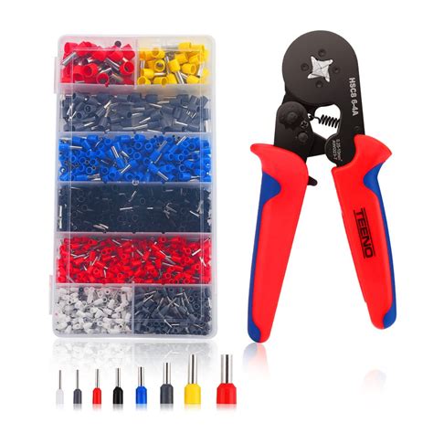 Teeno Pince à Sertir Outil de Sertissage Kit AWG23 7 0 25 10mm² avec 1200 Cosses de Câbles