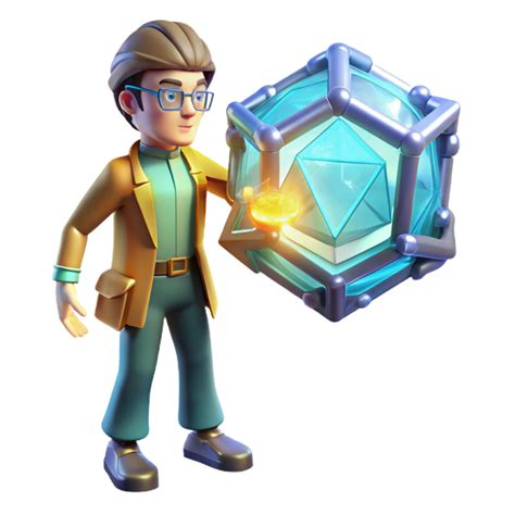 Wonderful Rustic Magnificent Creative 3d Cartoon Scientist Holding Crystal Cube Detailed Genuine
