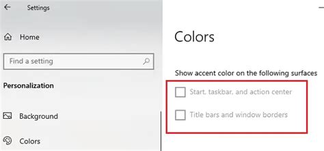 Show Accent Color On Start Taskbar Title Bar Grayed Out