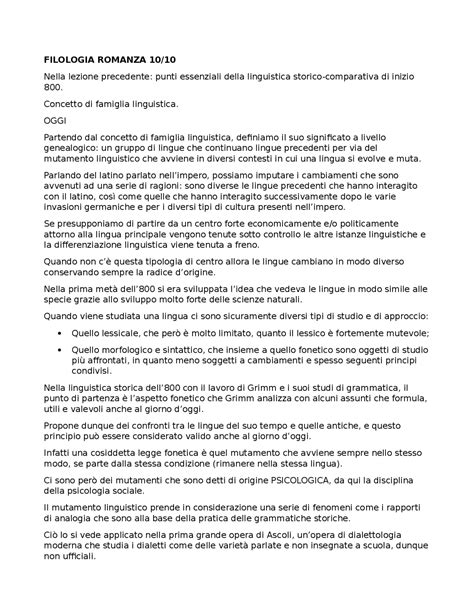 Filologia Romanza Anno 2018 2019 Docsity