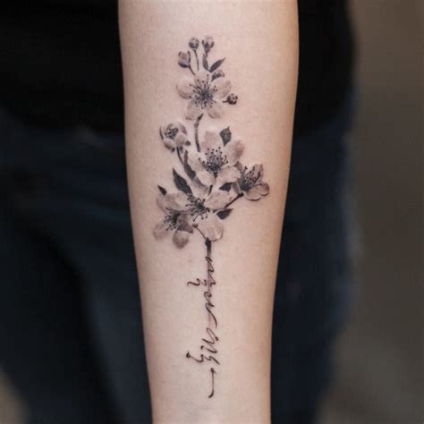 Cherry Ossom Cherryblossom Flower Violet Tattoo Flower Spine