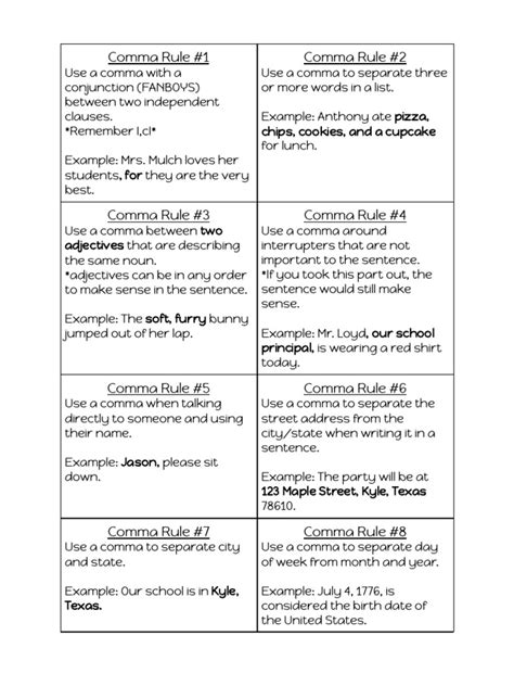 Comma Rules Pdf Comma Rules Pdf