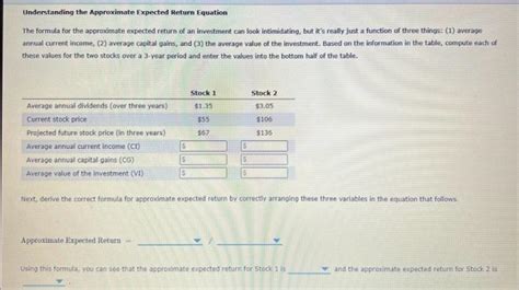 solved understanding the approximate expected return
