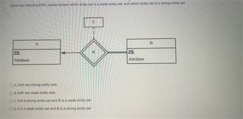 Solved Given The Following Erd Please Answor Which Entify
