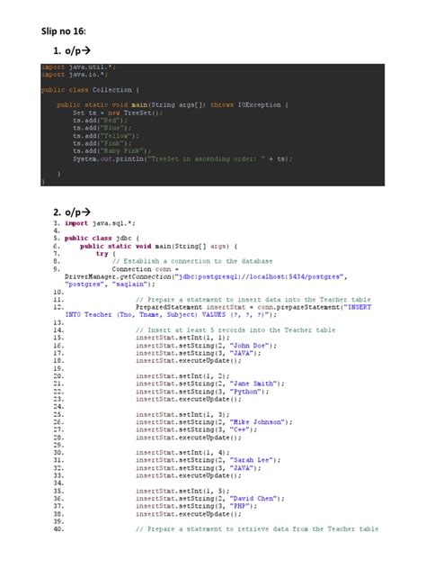 Java Slip 16 30 Pdf Postgre Sql Computing