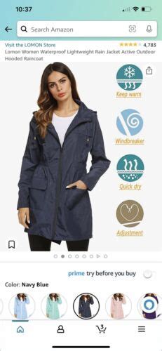 Lomon Women Waterproof Lightweight Rain Jacket Active Outdoor