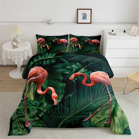Yst Flamingo Bedding Comforter Sets Botanical Palm Tree Upholstery