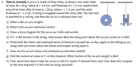 solved time to unwind a yo yo is made of three disks as