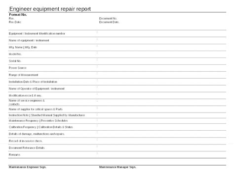 Equipment Repair Documentation Maintenance Engineer