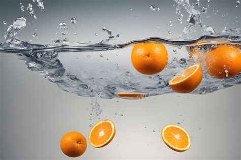 Premium Photo Fresh Orange Fallen In Water And Making A Splash
