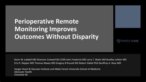 Pdf Perioperative Remote Monitoring Improves Outcomes Without Disparity