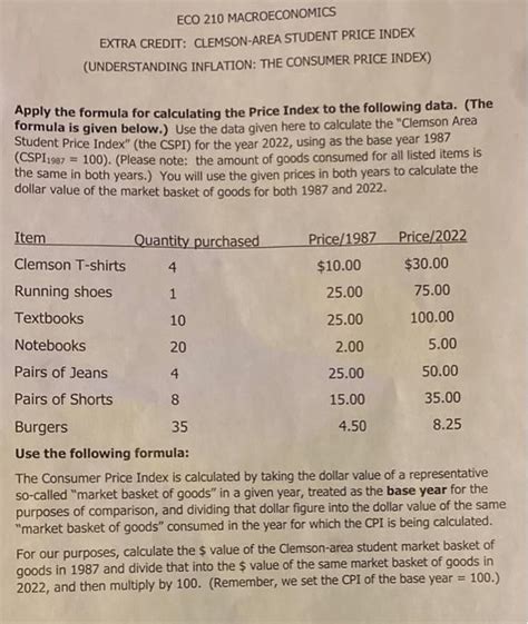 Solved Apply The Formula For Calculating The Price Index To Chegg Com