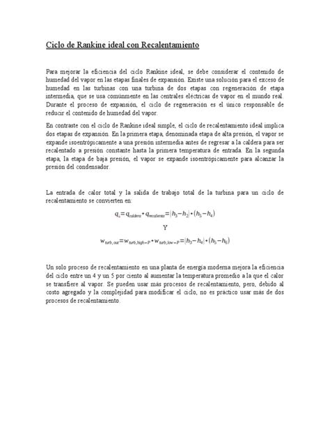 Ciclo De Rankine Parte 2 Pdf Vapor Agua