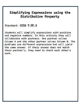 Simplifying Expressions Using The Distributive Property By Math The Right Way