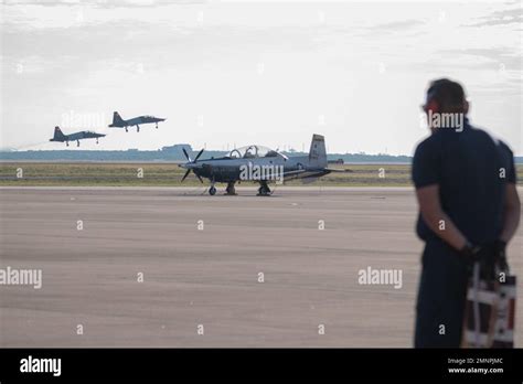 Two T 38c Talons Take Off From The Runway At Laughlin Air Force Base