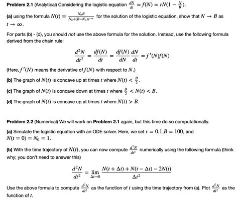 Solved Problem 21 Analytical Considering The Logistic Equation