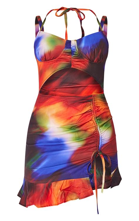 Multi Blurred Underwired Cut Out Bodycon Dress Dresses