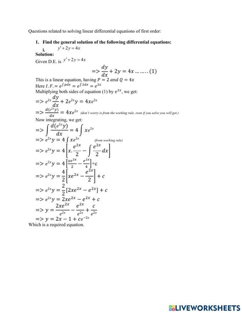 Mastering First Order Linear Differential Equations A Comprehensive