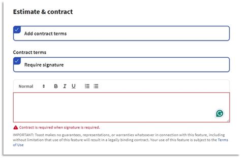Add Contract Terms To A Toast Catering Estimate