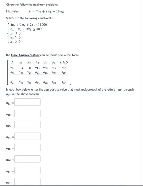Solved Given The Following Maximum Problem Maximize Chegg Com