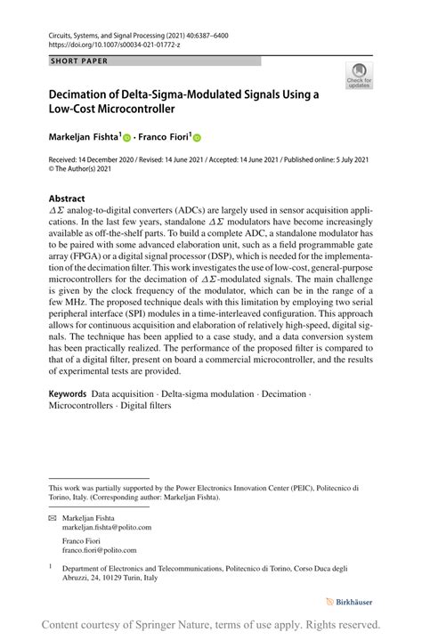 pdf decimation of delta sigma modulated signals using a low cost