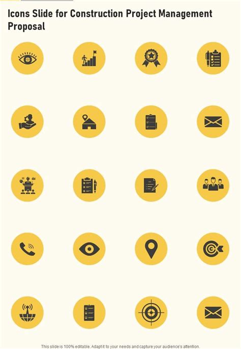 Icons Slide For Construction Project Management One Pager Sample