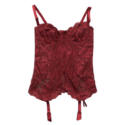Womens Red And Burgundy Corset Depop