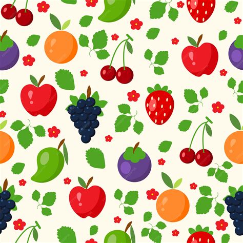 Premium Vector Seamless Pattern Wallpaper With Vector Fruits Apple
