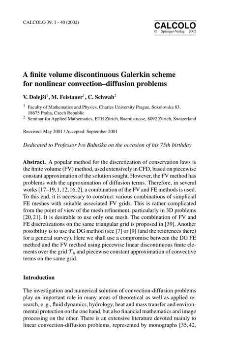 PDF A Finite Volume Discontinuous Galerkin Schemefor Nonlinear
