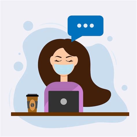 Chica Trabajadora En Máscara Vector Premium