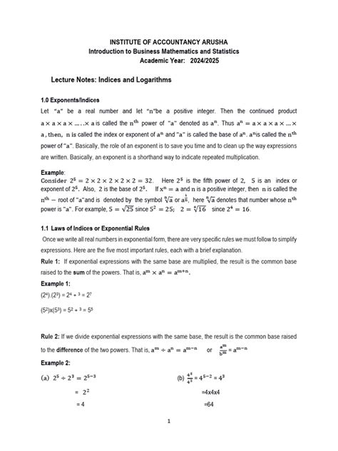 Indices And Log Plus Tutorial Pdf Exponentiation Logarithm