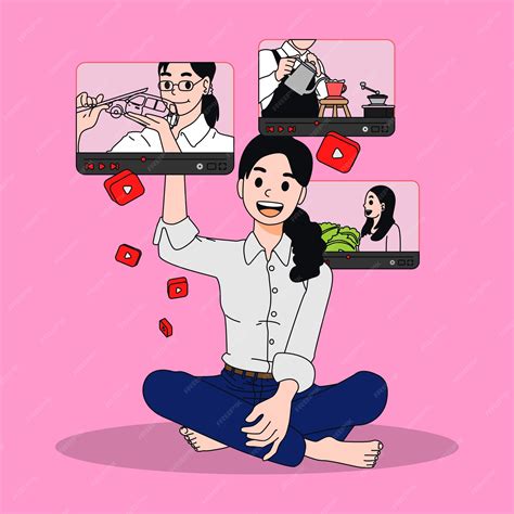 Premium Vector Free Vector A Woman Addicted To Social Media