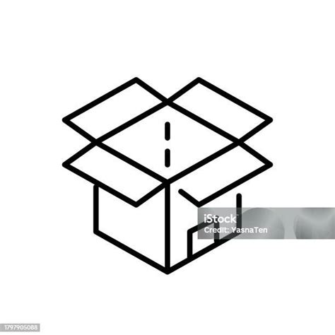 구획을 엽니다 3d에 있는 골판지 상자 선박 상품을 위한 콘테이너 완벽한 픽셀 편집 가능한 획 3차원 형태에 대한 스톡 벡터