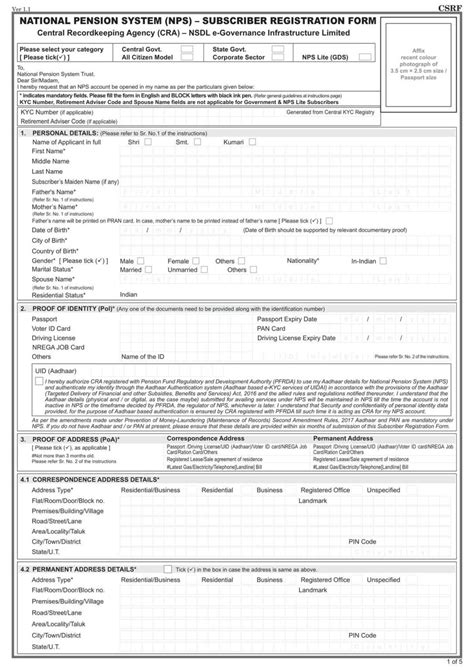Punjab National Bank Nps Account Opening Form Download In Pdf