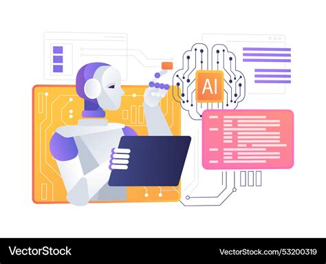 Ai Supported Robotics And Automation Abstract Vector Image