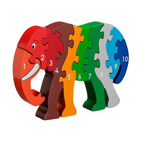 Puzzle Éléphant bois Chiffres 1 10 Lanka Kade jouet en bois recyclé