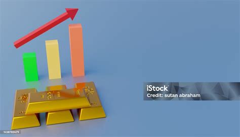 순금 금괴 더미의 3d 렌더링 및 위기로부터의 안전한 피난처로서의 가격 상승 그래프 0명에 대한 스톡 사진 및 기타 이미지 0명 1위 3차원 형태 Istock