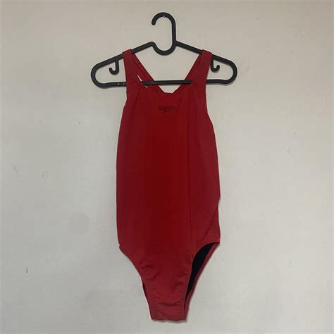 Speedo Womens Red Swimsuit One Piece Depop