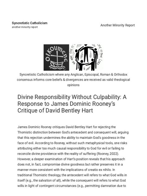 Divine Responsibility Without Culpability A Response To James D Pdf Problem Of Evil Thomism